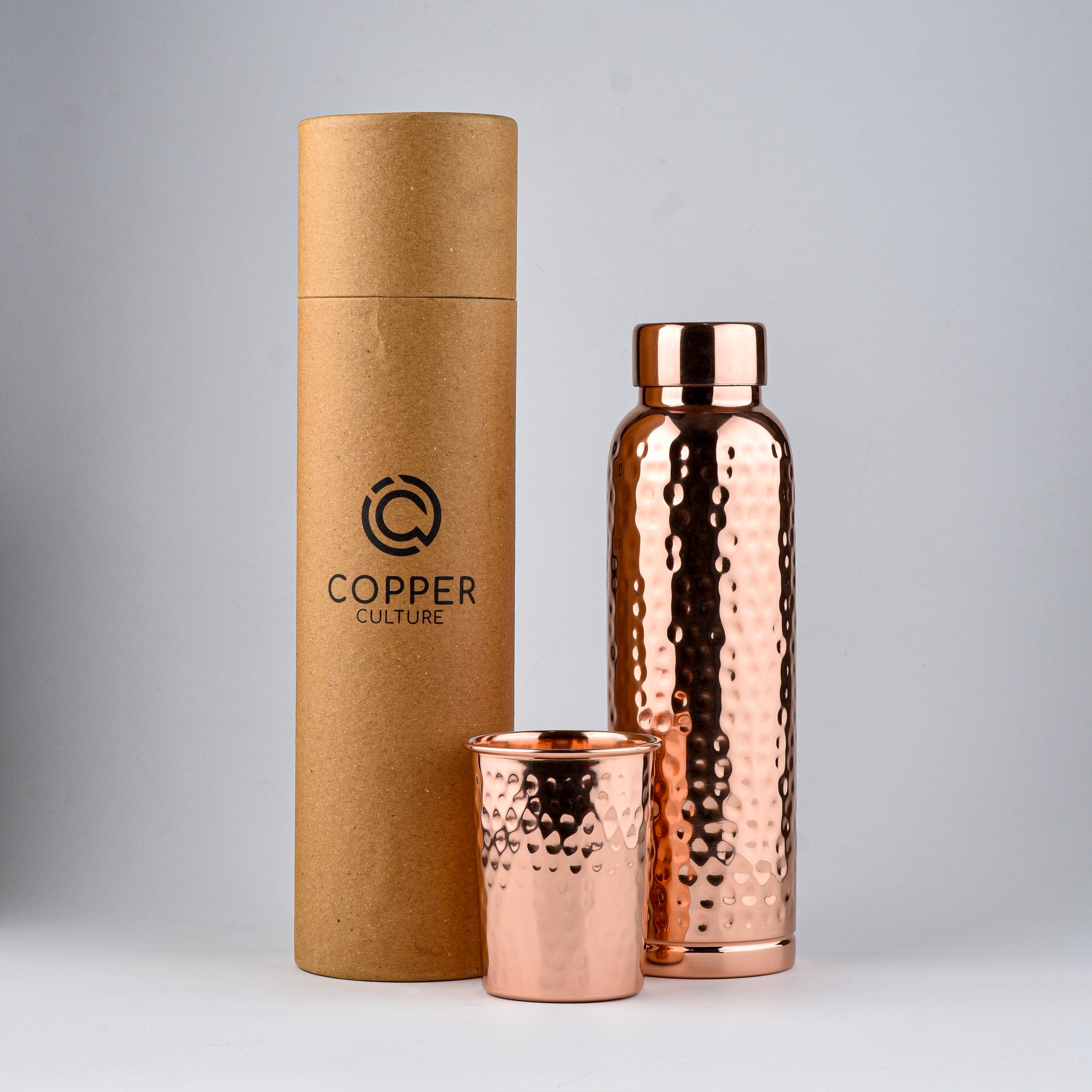 Hammered Copper Gift Set - 2 Bottles & 2 Mugs – Copper Culture